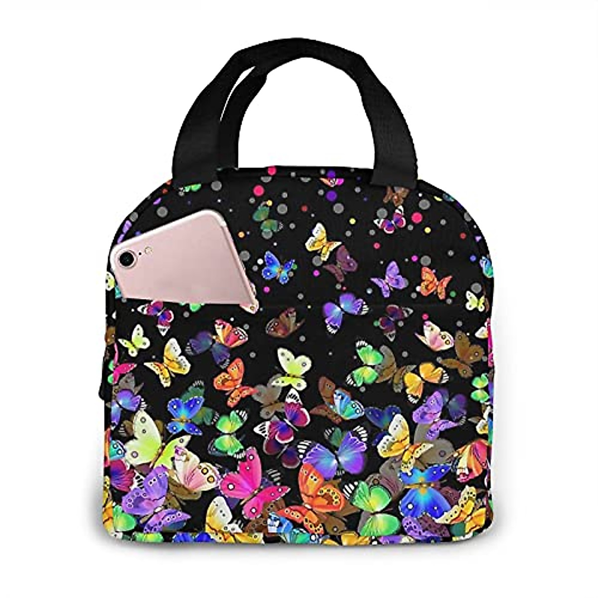 TTLIVEVIP Cute Butterfly Lunch Bag for Women, Kids Insulated Lunch Box Reusable Lunch Cooler Tote Bag Thermal Lunchbag for School Work Picnic, Colorful