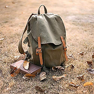 Gootium Canvas Backpack - Vintage Military Rucksack Travel Dayack, Green