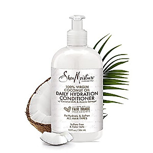 Shea Moisture Shampoo and Conditioner Set, 13 Fl Oz Ea with Leave In Treatment Spray 8 Fl Oz, Daily Hydration 100% Virgin Coconut Oil, Curly Hair Products Bundle, Shea Butter, Coconut Milk