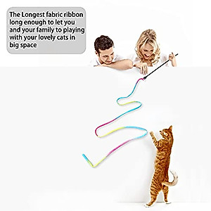 M JJYPET Cat Wand Toys, Interactive Kitten Toys for Indoor Cats,Colorful Cat Teaser Wand String for Cat Kitten Exercise-3PCS