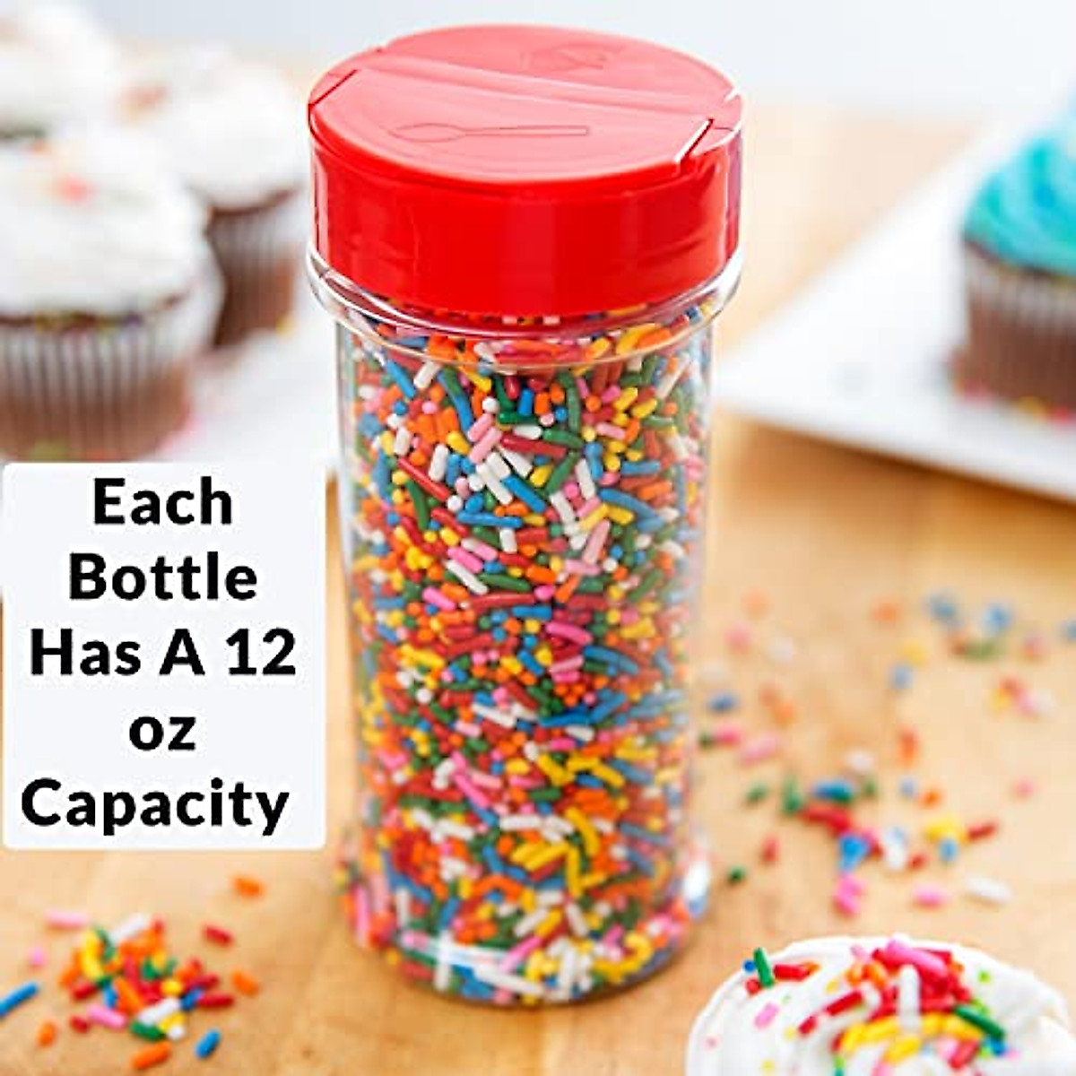 Skyway Supreme 12 OZ Clear Plastic Spice Bottles Seasoning Containers Jars - Set of 3 - Flap Cap with Pour and Sifter Spice Shaker - Durable Refillable Perfect For Herbs Spices and Rubs - BPA Free