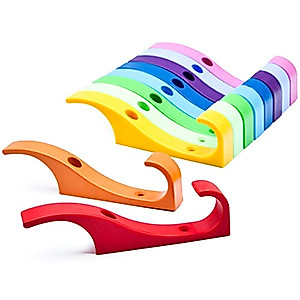 Toughook Heavy Duty Hooks for Hanging Coats, Jackets, Backpacks, Baseball Hats - Wall Mounted Rainbow Color Hangers for Kids, Perfect Hook for Classrooms, Bathroom Robes, Towels| Original Hook 10-Pack