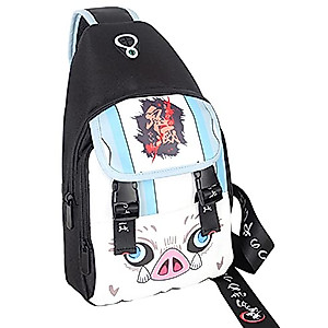 Anime Cosplay Shoulder Bag,Hashibira Inosuke Students Bookbag Backpack School Bag Daypack