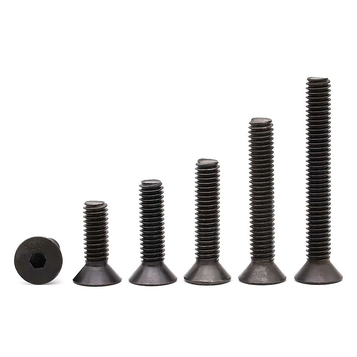RoyceMart M6 x 20mm (30 Pack) Flat Head Socket Head Cap Screws, Grade 10.9 Black Oxide Finish, Machine Screws Full Thread Coverage