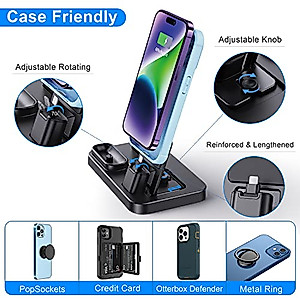 AFLYDOG Fast Charging Station for Apple Devices, New Self-Centering iWatch Charger Stand for All Apple Watch, 3 in 1 Built-in Charging Stand Dock for iPhone AirPods Apple Watch(15W Adapter)