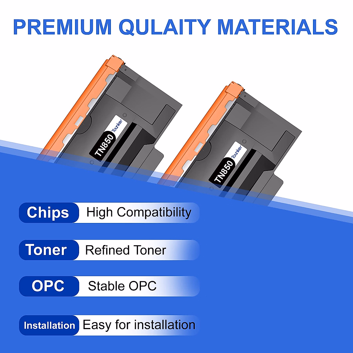 Tounker TN850 High Yield Toner Cartridge Compatible for Brother TN850 TN 850 TN-850 TN820 TN-820 for MFC-L5850DW MFC-L5700DW HL-L6200DW MFC-L5900DW MFC-L6800DW HL-L5200DW Printer (2 Black)