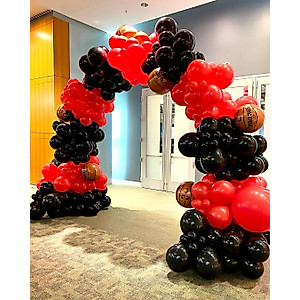 Bezente Red Black Balloons Garland Kit,100Pcs Black Red Balloons and Red Black Confetti Balloons Arch for Wedding Birthday Graduation BBQ Casino Party Prom Party Arch Decoration