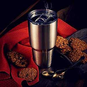 2 Splash Proof 30 oz, Spill Resistant With Slider Closure, fit Yeti Lids, Old Rtic Lids, Ozark Lids Sliding Replacement 2 Lids For Tumbler, Open - Close Slide Lids, Straw Friendly by Weierken