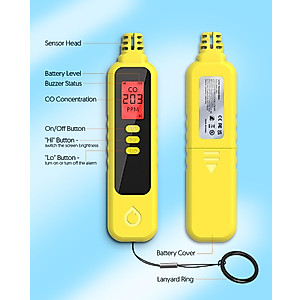 PUTECCH Carbon Monoxide Detectors, Portable CO Detector Battery Powered, Handheld Carbon Monoxide Monitor Alarm Detector with LCD Display for Home/Outdoor/Travel (Batteries Included)