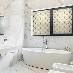 DKTIE Window Privacy Film Frosted Glass Static Clings Non Adhesive with Installation Tools, Modern Home Improvement Style (B117, 17.7'' x 78.7'')