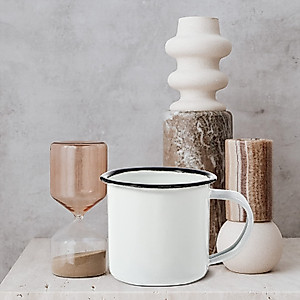 Cabilock Camping Tin Mug Camping Tea Mugs Vintage Coffee Tea Mug Drinking Mugs Cups Hot Pot Iron Water Cup Small Wine Cups for Home Office Travel Camping Picnic (White) Vintage Tea Mugs Picnic Cups