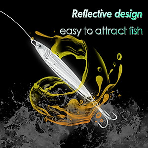 Dr.Fish Fishing Jigs Jigging Spoon Saltwater Fishing Lure Casting Metal Spoon Surf Fishing Mackerel Striper Lures Stinger Bluefish Vertical Diamond Jig Silver 1oz