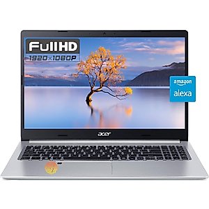 acer Aspire 5 Slim Laptop, 15.6" FHD IPS, AMD Ryzen 3 3350U Quad-Core Mobile Processor, 12GB DDR4 RAM, 512GB SSD, WiFi 6, Backlit KB, Fingerprint Reader, HDMI, Amazon Alexa, Windows 11, Silver