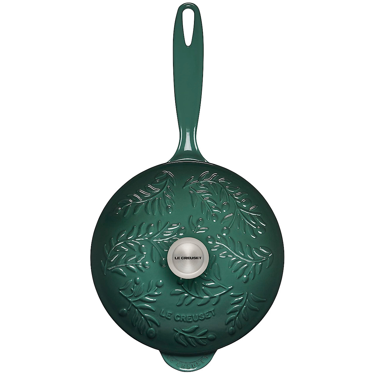 Le Creuset Olive Branch Collection Enameled Cast Iron Saucier, 2.25 qt., Artichaut with Embossed Lid