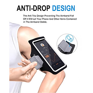 Cell Phone Armband with Zipper Pocket, Phone Holder for Running Armband for iPhone 15 14 13 12 11 Pro Max, Galaxy S23 S22 - [Fit Up to 6.8” All Phones] Sports Arm Holder with Key Pocket & Card Slot