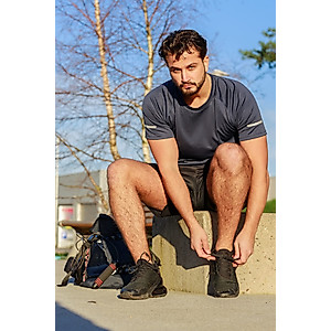 frueo Men's 3 Pack Workout Shirts Dry Fit Moisture Wicking Short Sleeve Mesh Athletic T-Shirts,Black Gray Navy, 4XL