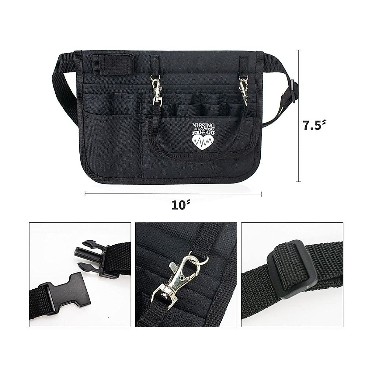 Nurse Fanny Pack with Stethoscope Holder – Medical Waist Bag Ideal for Nurses and Medical Care Workers – Premium Medical Fanny Pack for Nurses -Nurse Gift for Women-Black