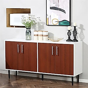 SEASD Sideboard Buffet, Kitchen Storage Cabinet Console Table with Adjustable Shelves Large Countertop