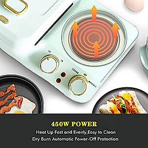 Breakfast Station, 3 in 1 Breakfast Station, Retro Household Breakfast Maker, Electric Mini Toaster Bread Breakfast Sandwich Maker, Breakfast Machine with Frying Pan, Boiling Pot, Food Steamer