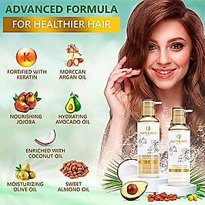 Shampoo and Conditioner Set Coconut Oil and Jojoba - Sulfate and Paraben Free Intense Moisturizing Treatment - For Hydrating Your Scalp and Restoring Dry and Damaged Hair