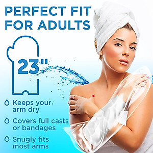 Mighty-X 100% Waterproof Cast Covers for Shower Arm Adult - [Watertight Seal] - 3pk Reusable Cast Protectors - Half Arm Cast Bags for Shower Arm