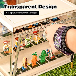 GOTO 2Packs Clear Assemble Display Boxes, Display Storage Cases, Stackable Show Cases for Pop Mart, Action Figures, Lego, Collectibles, Toys, Cosmetics (2 Boxes with 4 Partitions)