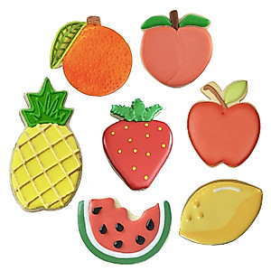 Fruit Basket Cookie Cutters 7-Pc. Set Made in the USA by Ann Clark, Lemon, Peach, Pineapple, Watermelon, Orange, Strawberry, Apple