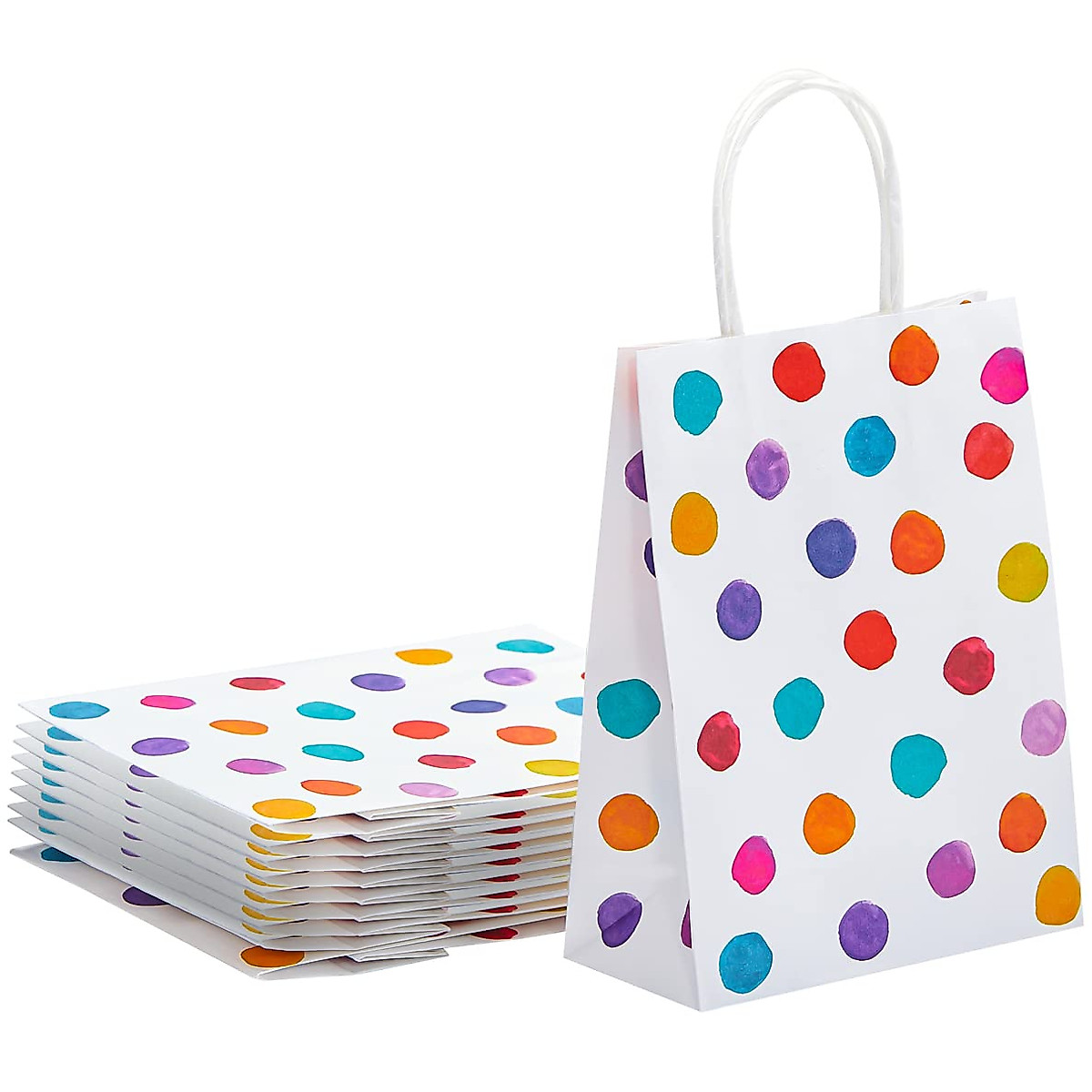 SUNCOLOR 24 Pack 9" Small Party Favor Bags Goodie Bags for Birthday Party Gift Bags With Handle(Polka Dot)