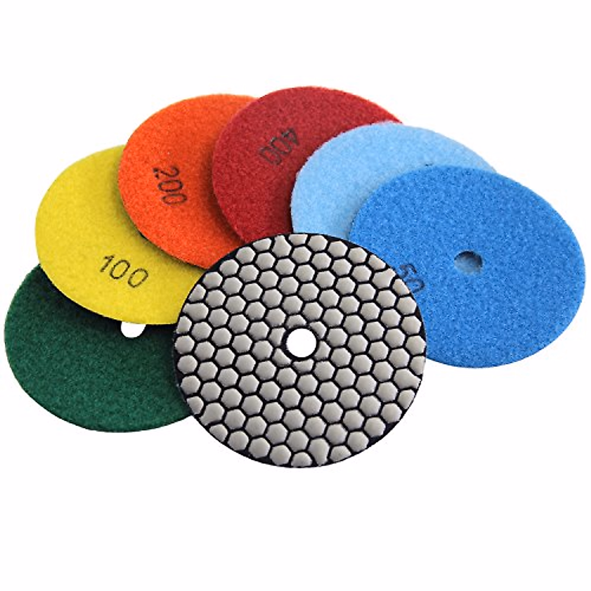 Easy Light 4 Inch Diamond Dry Polishing Pads for Granite Marble Polish (8 Pcs Set, Grit 50-3000 Buff)