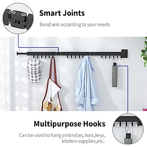 BESTHLS Wall Mounted Portable Clothes Drying Rack with Space Saver Clothes Hangers Design Universal for Balcony Mudroom Bedroom Kitchen Foldable Laundry Rack (3-Pole Black)