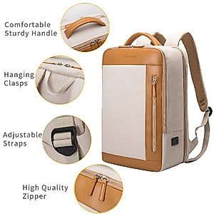 NOBLEMAN Business Smart Backpack Waterproof Laptop Backpack Travel Durable Daypack (beige)