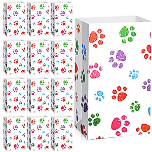 Blulu 36 Pack Dog Paw Gift Paper Bags Dog Paw Treat Goodie Bags Party Favors for Cat Pet Party Favor(Colorful)