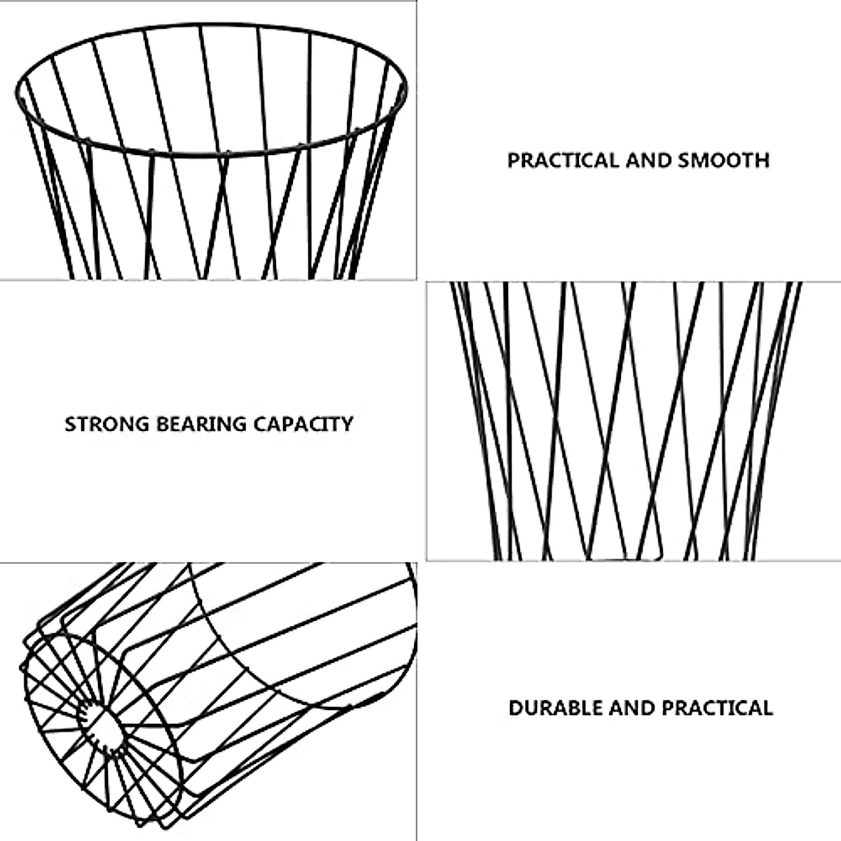 Cabilock Trash Bin Wire Mesh Trash Can Decorative Wastebasket Recycling Bin Iron Waste Paper Basket Garbage Can Container Bin for Office Bathroom Bedroom Black