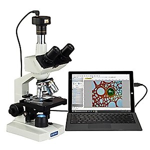 OMAX 40X-2000X Digital Lab Trinocular Compound LED Microscope with 5MP Digital Camera and Double Layer Mechanical Stage