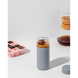 W&P Porter Glass Wide Mouth Bottle w/ Protective Silicone Sleeve | Cream 16 Ounces | On-the-Go |Reusable Bottle | Portable and Lightweight | Dishwasher Safe