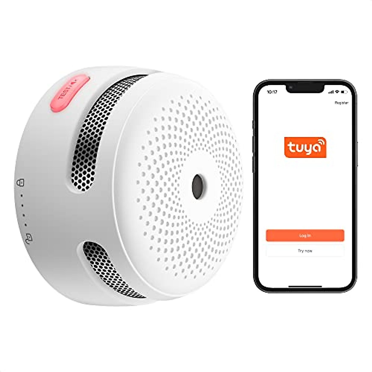 X-Sense Wi-Fi Smoke Detector, Wireless Smart Fire Smoke Alarm with Replaceable Lithium Battery & Silence Button, Compatible with TuyaSmart & Smart Life App, Auto Self-Check Function, XS01-WT