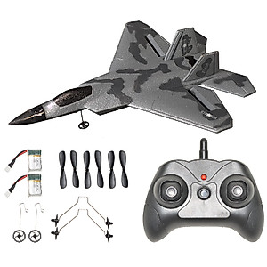 OTXKOO RC Plane Remote Comtrol Airplane RTF RC Plane, 2CH Remote Control Airplane F22 Jet Indoor Outdoor 2.4GHz Radio Control Aircraft for Kids Boys Beginner
