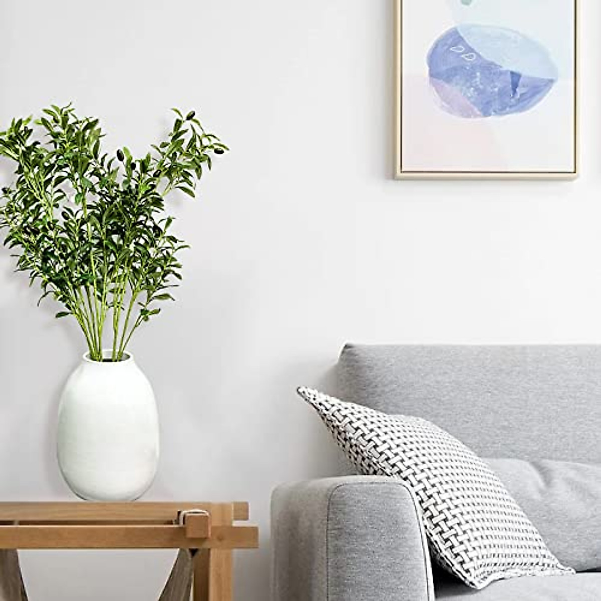 Zen Lyfe 39" Tall Faux Olive Branches 3 Pcs (Total 18 Branches) for Vases Olive Branches with Olives Greenery Stems Plants Home Decor Indoor Outdoor Wedding Decoration