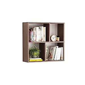 Bookshelf Bookcase Open Bookcase Wall Shelf Wooden Wall Decoration Bookshelves Wall-mounted Bookshelf Home Partition Wall Cabinet Home Office Storage Organiser (Color : Gold, Size : M) (Gray Small)