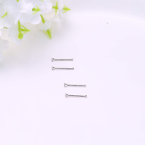 Sllaiss 4Pcs Sterling Silver Nose Rings Studs for Women Men Inlaid 1.5mm 2mm Austrian CZ Silver 20G Cartilage Piercing 925 Nose Piercing (1.5)