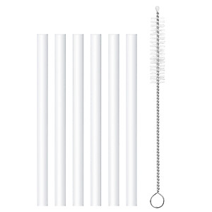 Reusable Replacement Straws Compatible with Hydro Flask Wide Mouth 12oz Kids Water Caps-6 Pack BPA Free Straws and Pack Straw Brush