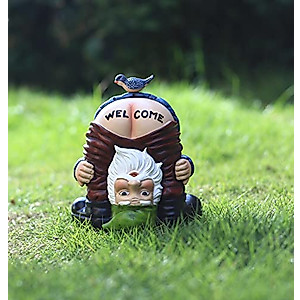 RINPOX Dwarf Yard Decoration Outdoor - Inverted Welcome Dwarf Resin Garden Statue, Outdoor Patio Decoration for Garden, Yard and Lawn