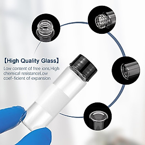 Kesell 15ml Clear Glass Bottle Liquid Sampling Sample Glass Bottles Vials with Writing Patch and Screw Cap, Pack of 8