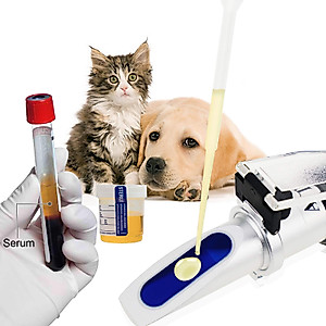 Portable Clinical Refractometer with ATC for Urine Specific Gravity RI Measurement of Pet Dog Cat 1.000-1.060RI and Blood Serum Protein 2-14g/dl, Free Pipettes