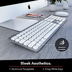 Macally Wired Keyboard for Mac - Compatible Apple Keyboard with USB Ports for Mouse - Full-Size Mac Keyboard with Number Pad - Plug & Play Keyboard for MacBook Pro/Air, iMac - Aluminum Frame