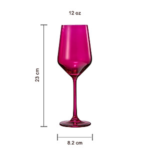 Hot Pink Wine Glasses | Set of 2 | Magenta & Blush Pink Classic Crystal Glassware, Unique Barware Glasses For Red and White, Cocktails, Champagne, Wine - Unique Gift For Wine Lovers (12 OZ)