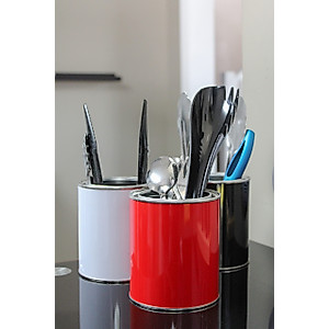 BLYSK Empty Metal Quart Paint Cans with Lids Paint Storage Containers Unlined Multipurpose for Art, Crafts DIY Free Can Open, Marker & Labels (8 White)