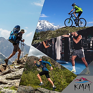 KMM Men's Merino Wool Cushion Crew Socks Moisture Wicking Control Medium Weight Warm for Outdoor Hiking Hike Trail Cycling(Denim L)