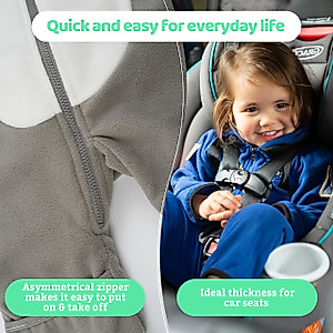 Fleece Baby Bunting Bodysuit – Infant One Piece Kids Hooded Romper Outerwear Toddler Jacket Bear - Blue 12-18 Months