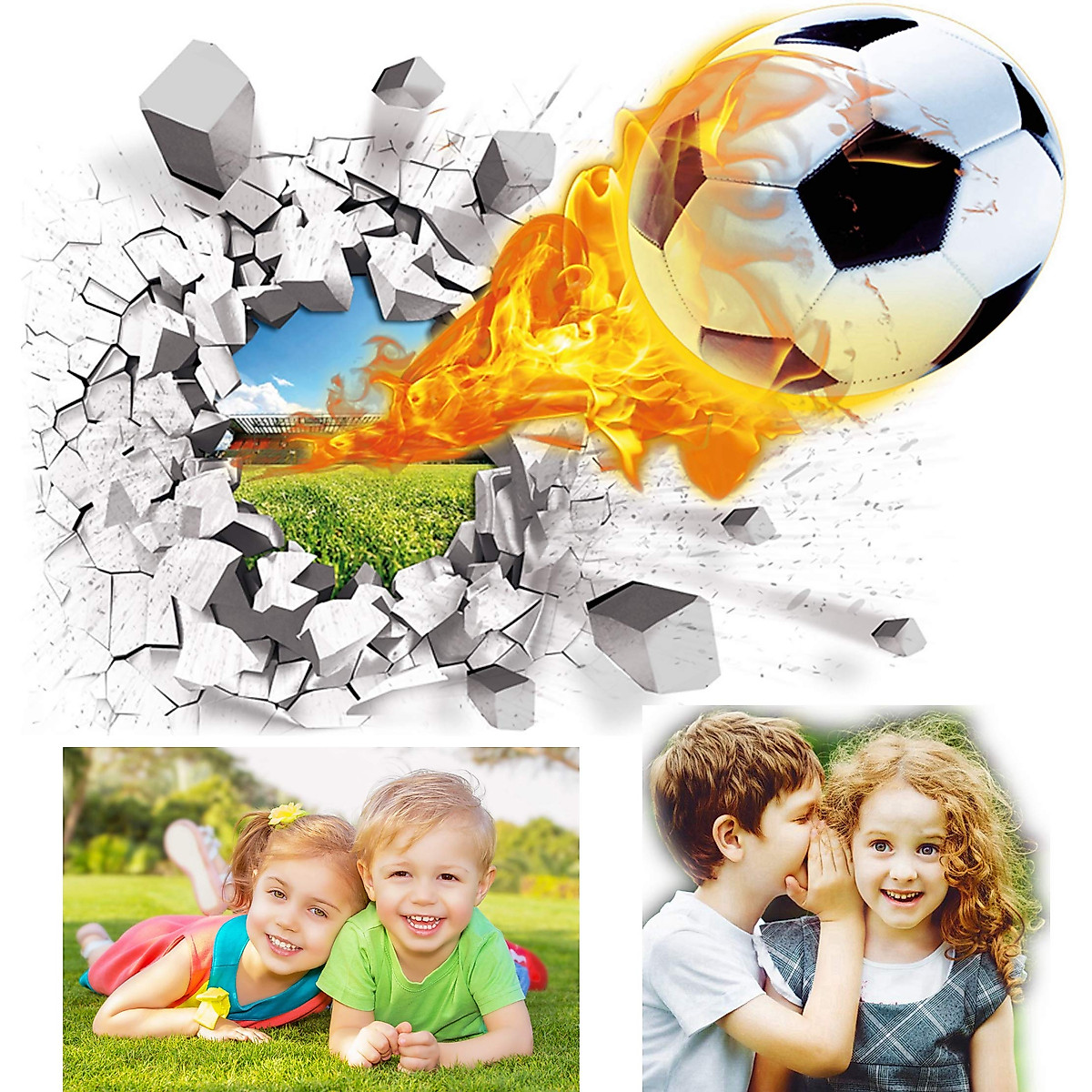 Test-Rite Soccer Wall Decals for Boys Rooms - Multicolor Vinyl Stickers - Modern Sports Wall Decor - Reusable Wall Stickers